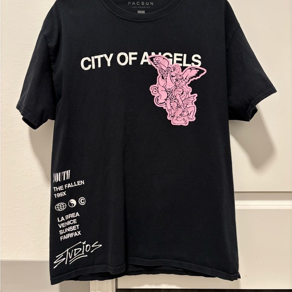PacSun | Shirts | Pacsun Black Graphic Tee With Pink Angel Design ...